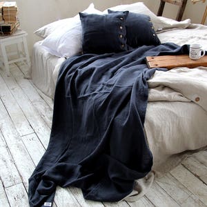 Linen Throw Blanket / Heavy Weight Linen Blanket / Softened Thick Linen ...