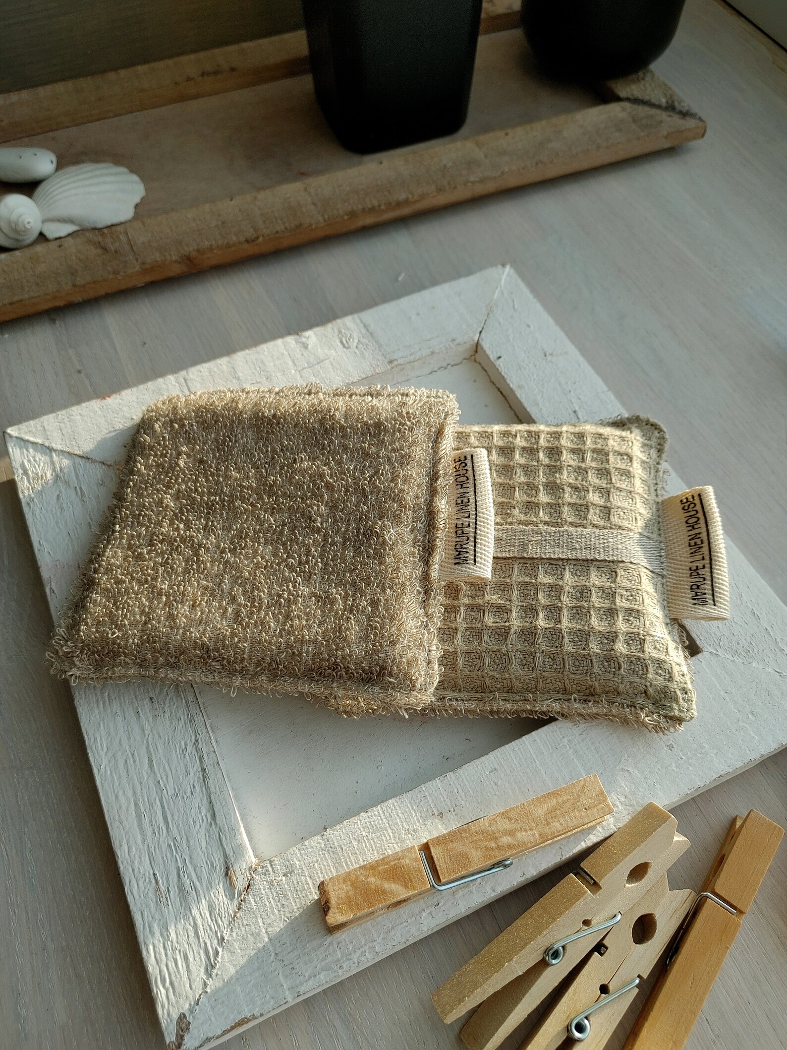 ZERO WASTE Sponge, Linen Reusable Sponge, Unsponge for Kitchen, Face ...