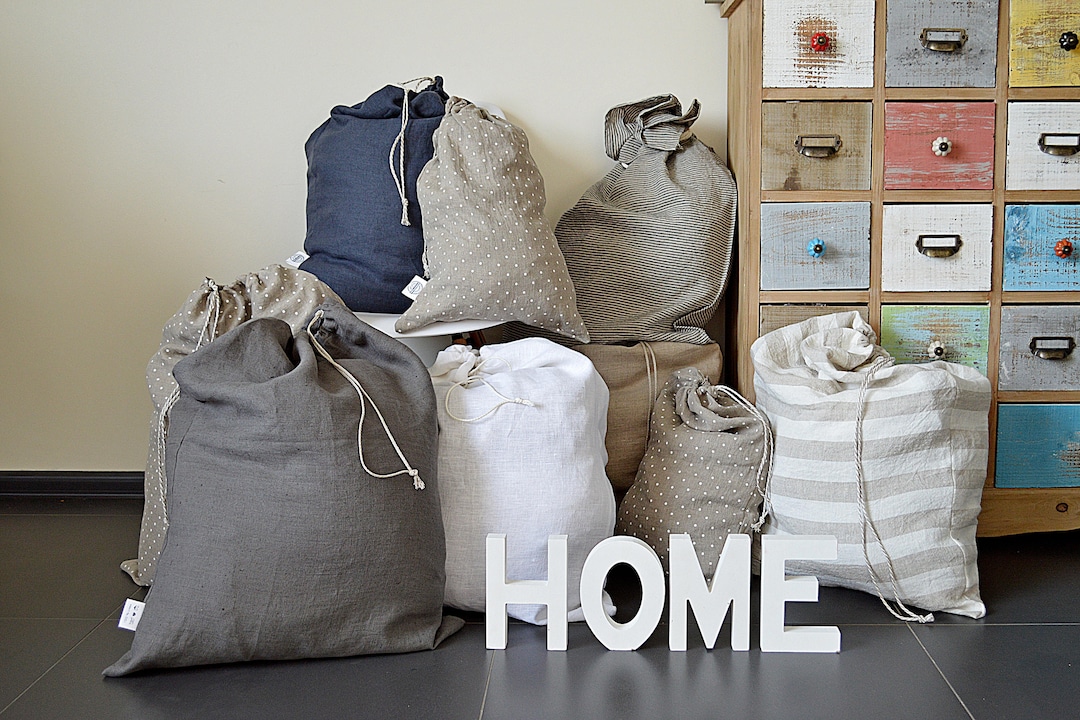 Eco Storage Bag - Heavy Weight 100% Linen Bags - Laundry Linen Bag ...
