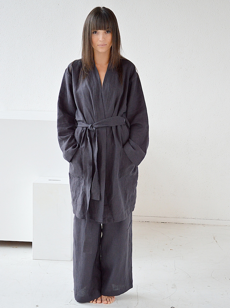 Linen Morning Robe Woman's Linen Bathrobe Linen - Etsy