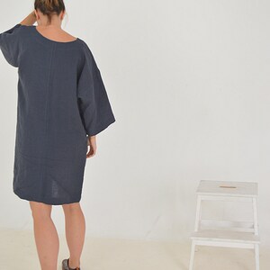 Linen Oversize Tunic - Midnight Blue Linen Tunic - High-quality Linen ...