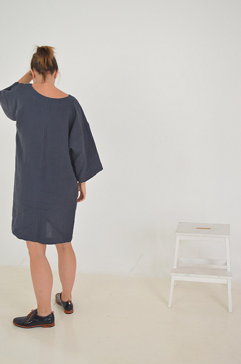 Linen Oversize Tunic Midnight Blue Linen Tunic | Etsy