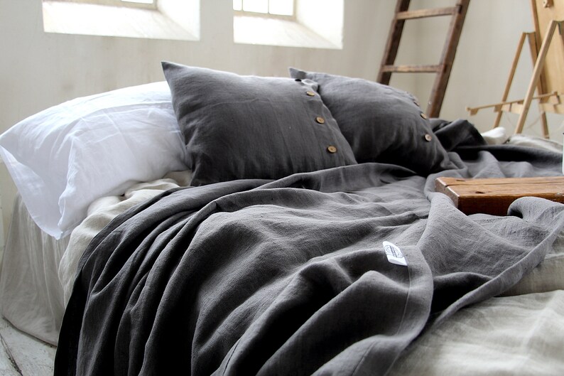 Queen King Size Linen Bed Cover / Large Coverlet / Heavy - Etsy