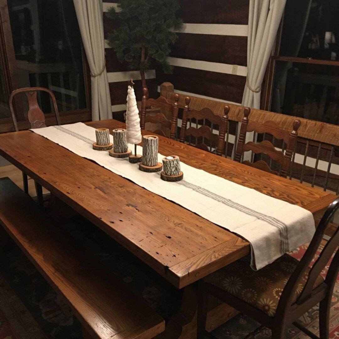 Thick Linen Table Runner, Rustic Table Runner, Table Runner With ...
