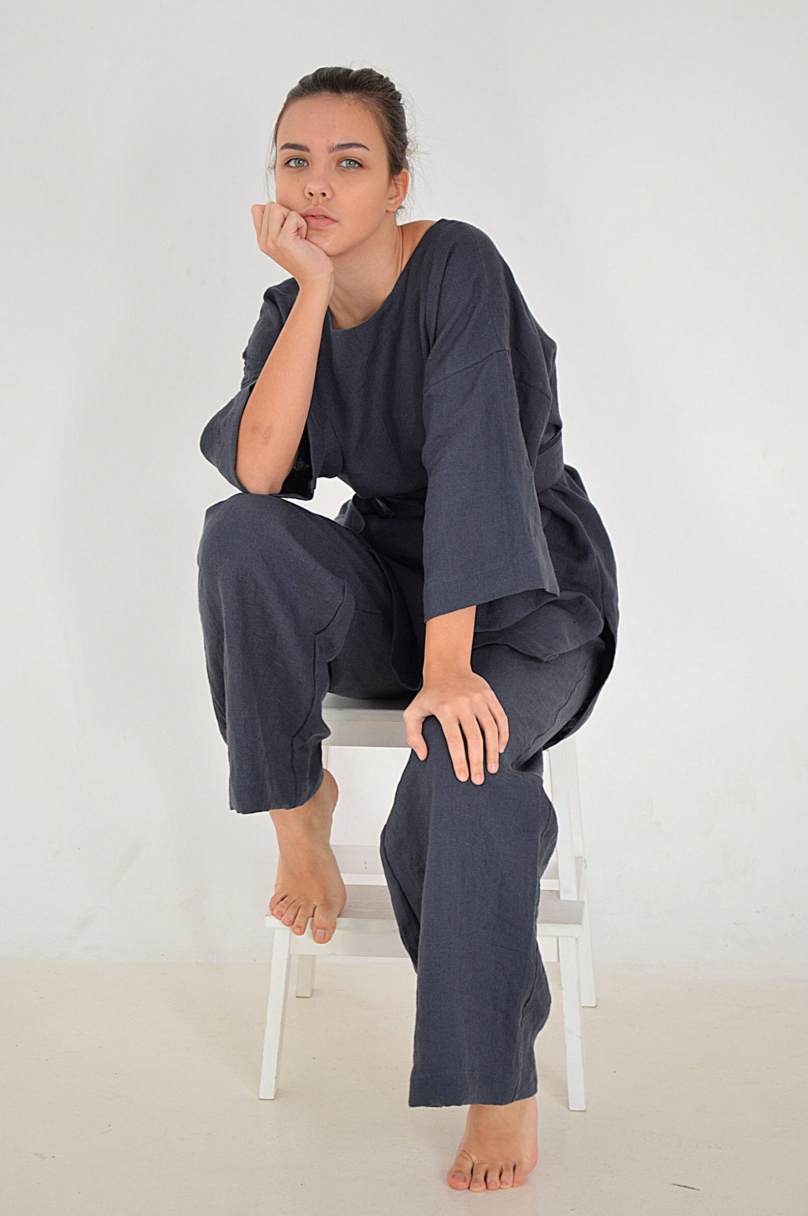 Linen Tunic Linen Tunic With a Long Belt Sizes XS-2XL | Etsy