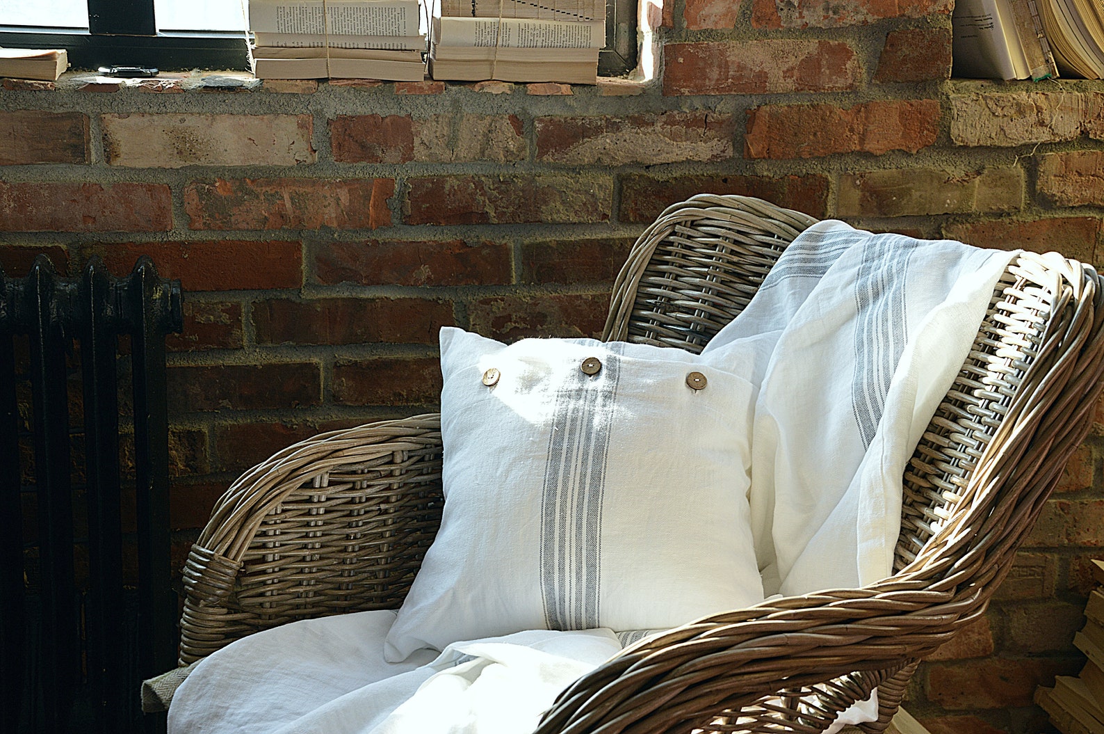 Linen Throw 320 GSM - Heavy Weight Linen Throw - Striped Throw ...