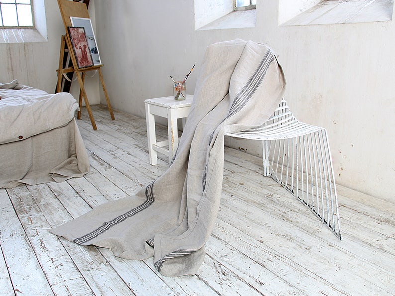 Linen Throw Blanket 320 GSM Rustic Linen Throw Softened - Etsy