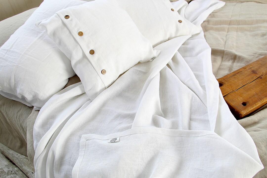 Linen Throw Blanket, White Linen Throw, Softened Linen Bed Coverlet - Etsy