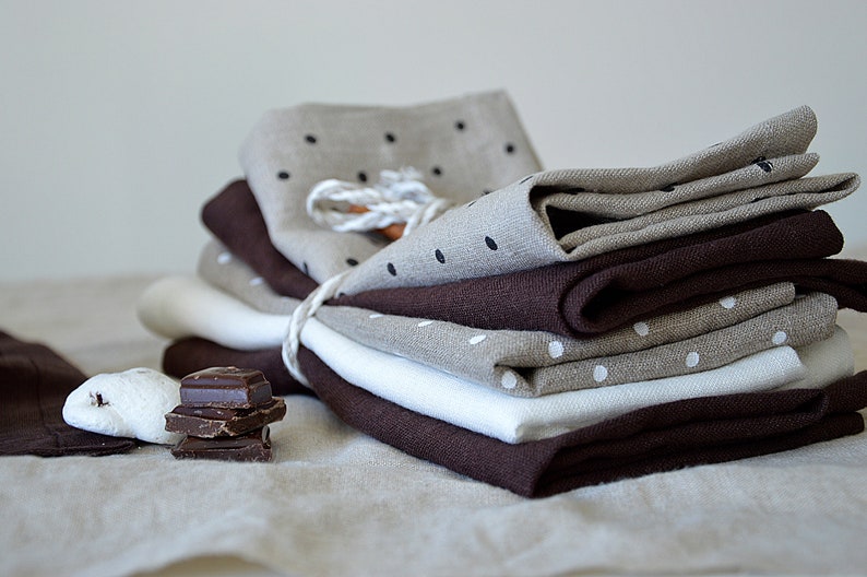 Linen Napkin Set, Chocolate Linen Napkins, Table Linens, Dinner Linen ...