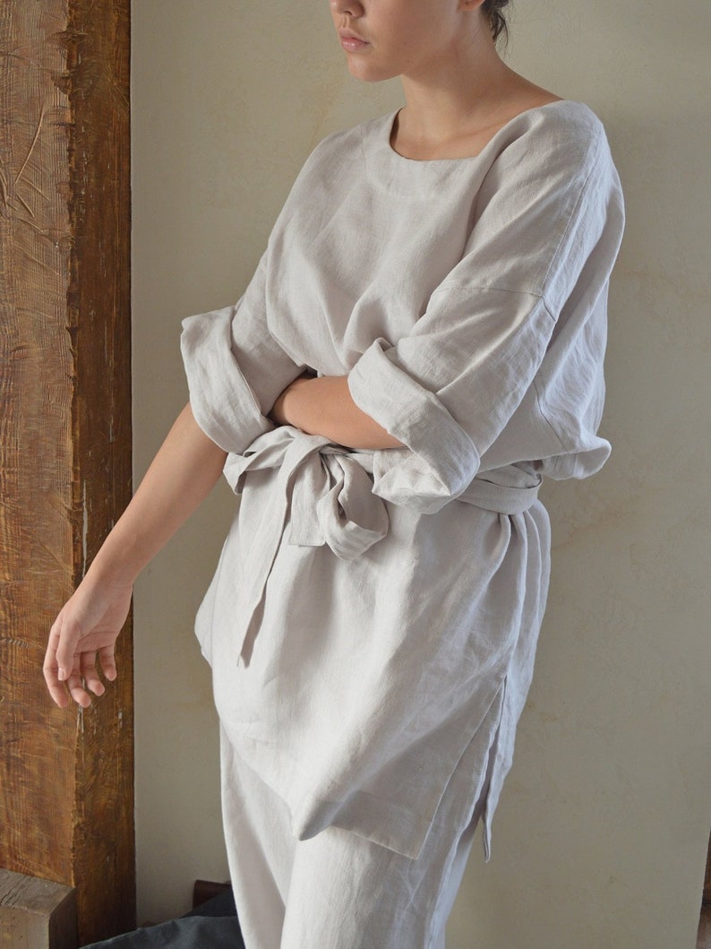 Linen Tunic Linen Tunic With a Long Belt Sizes XS-2XL - Etsy