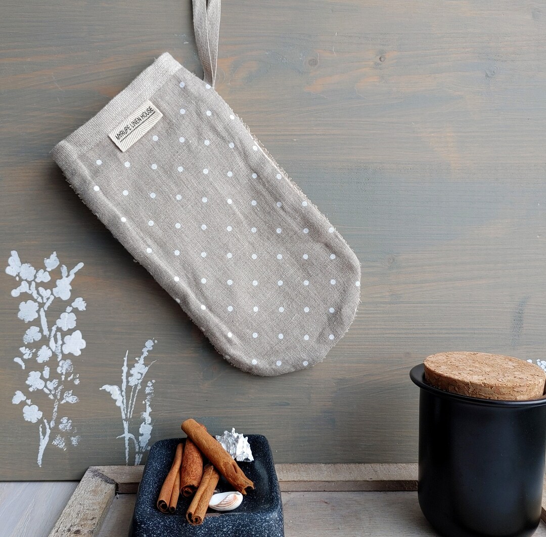 ZERO WASTE Linen Body Mitten, Linen Reusable Washcloth, Body Washable ...