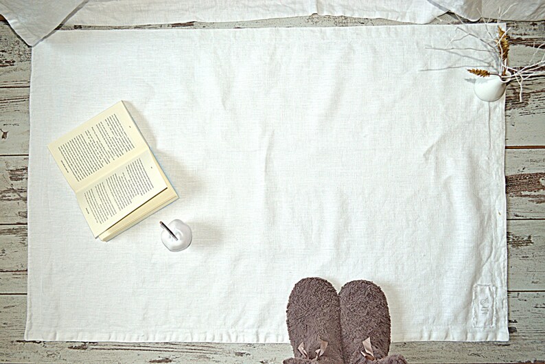 Linen Mat Double-layered Mat White Bath / Bed Simple Rustic - Etsy