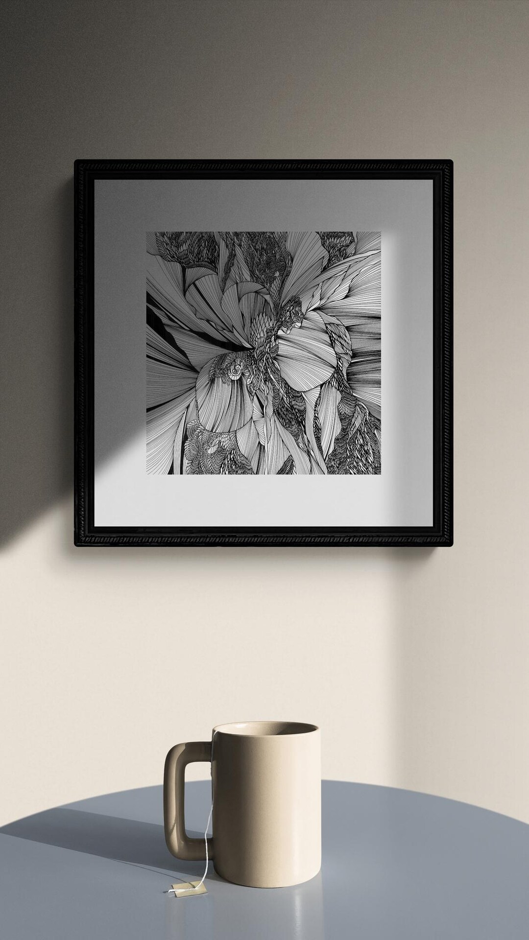 Black and White Abstract Pen and Ink Drawing on Heavy Weighted Bristol ...