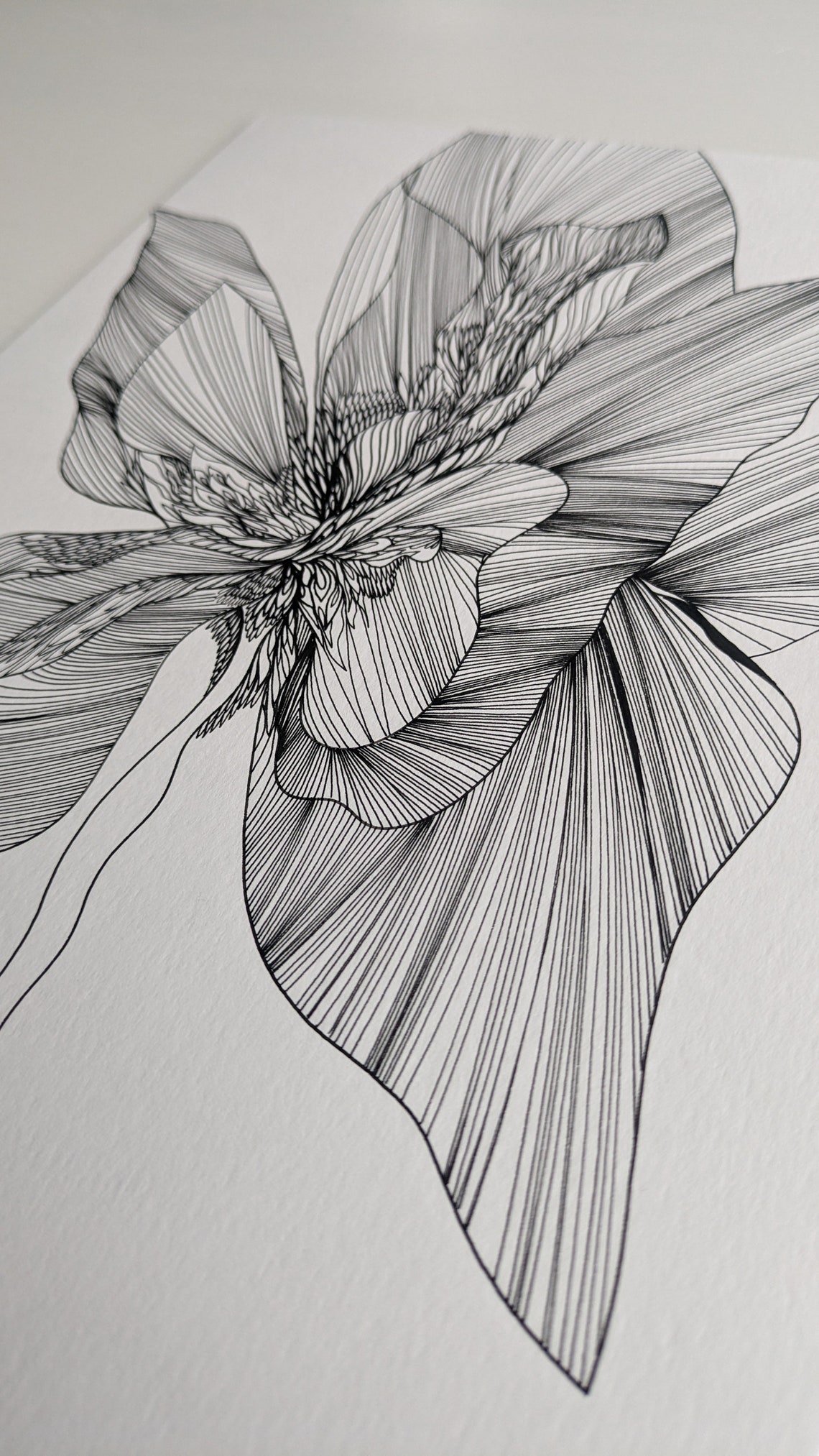 Botanical Abstract Pen Drawing, Original Ink Art, Hand Drawn Fine Art ...