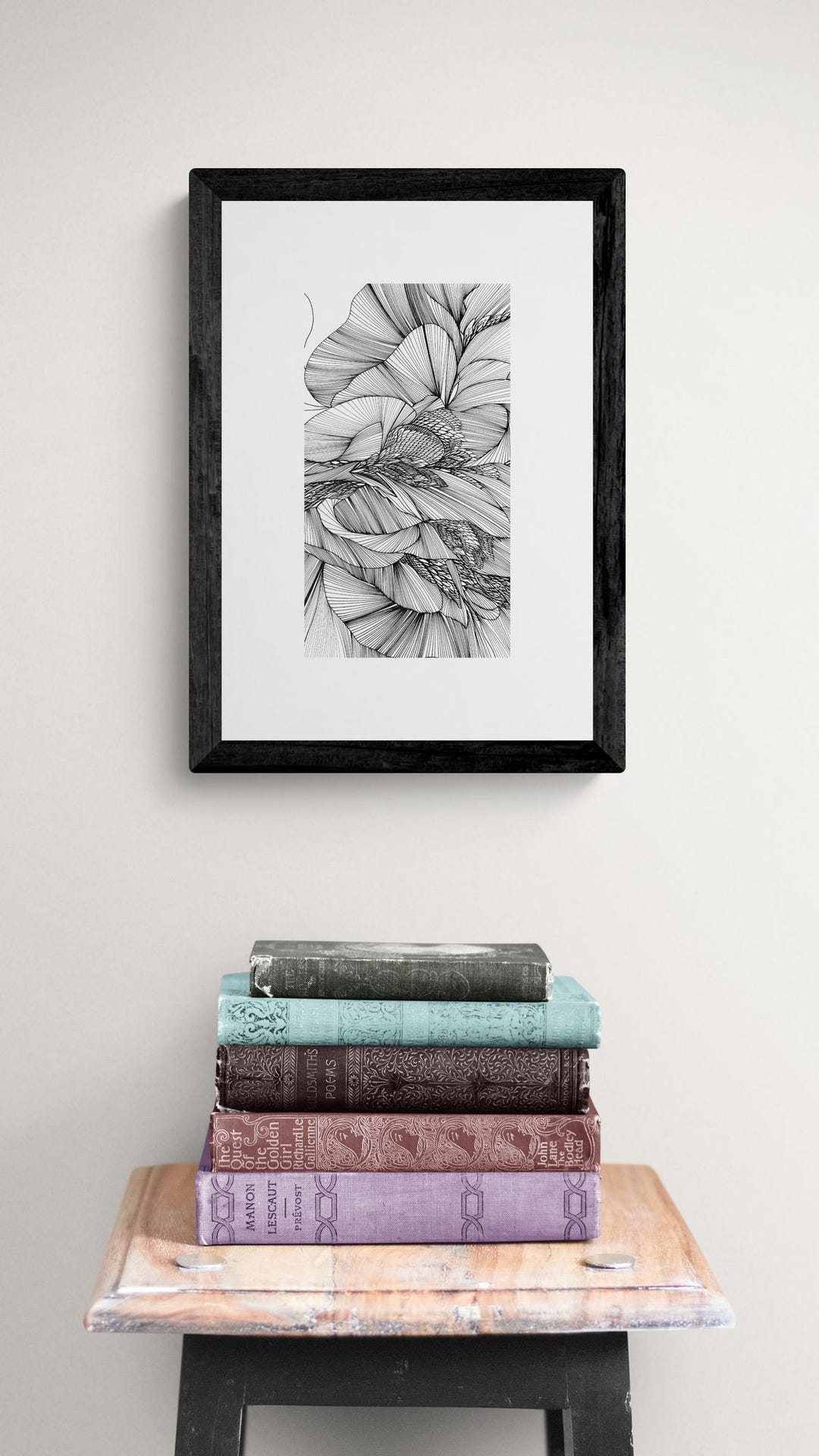 Black and White Abstract Pen and Ink Drawing on Heavy Weighted Bristol ...