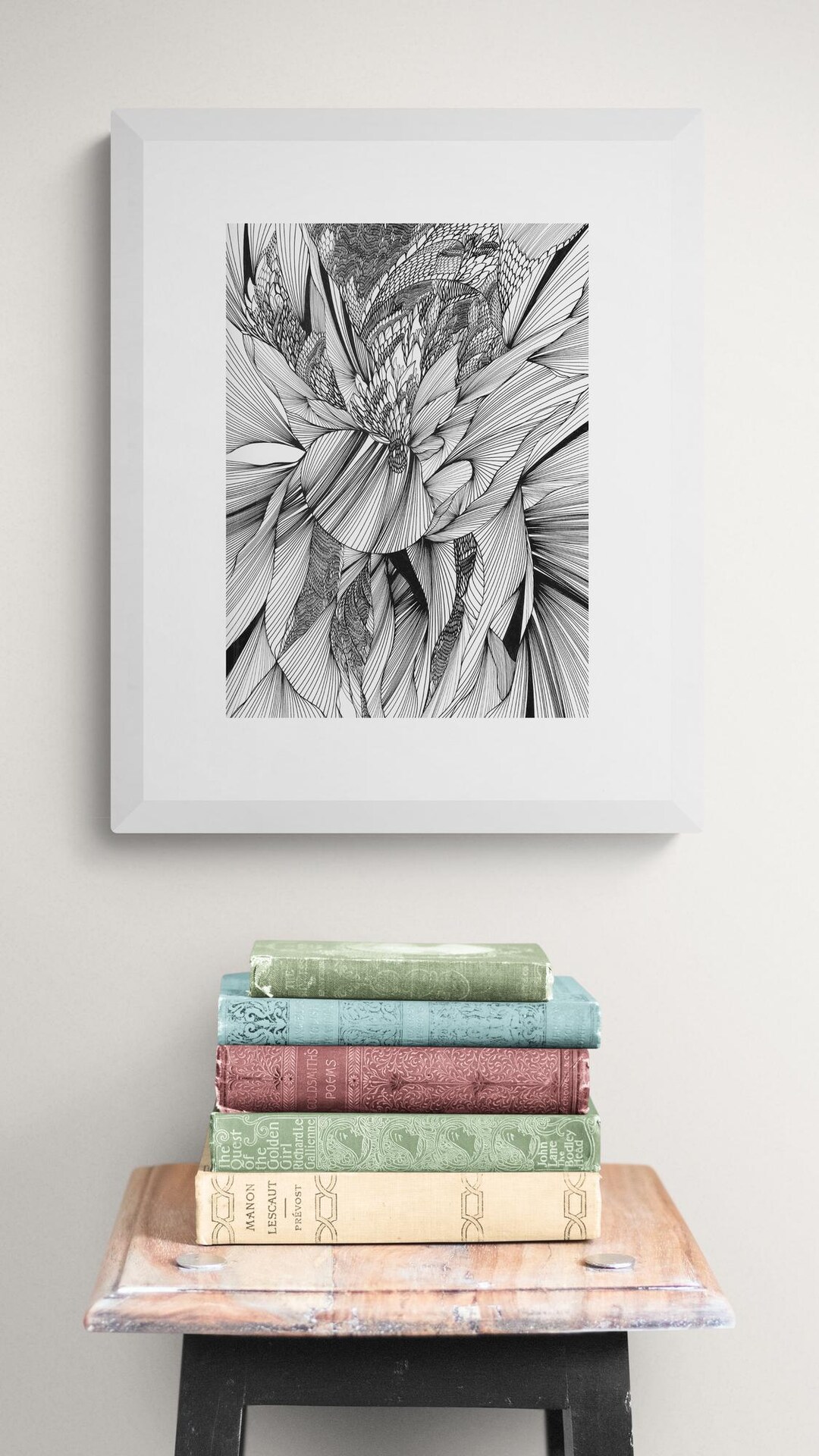 Black and White Abstract Pen and Ink Drawing on Heavy Weighted Bristol ...