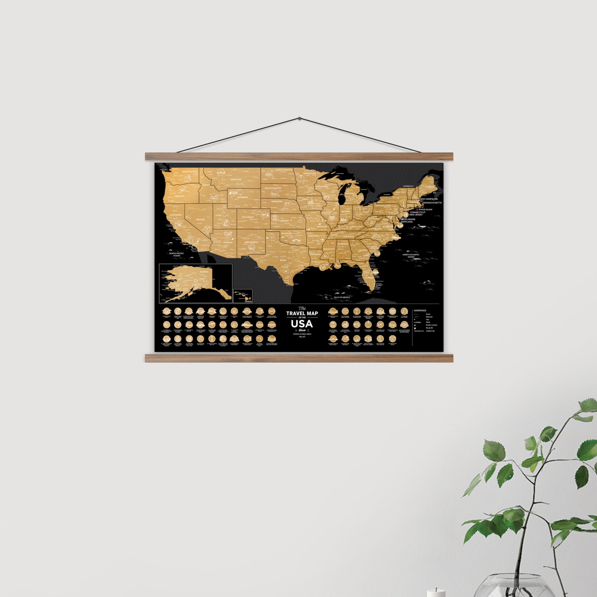 Detailed Scratchable USA Travel Map Printed on Flexible Vinyl Made in ...