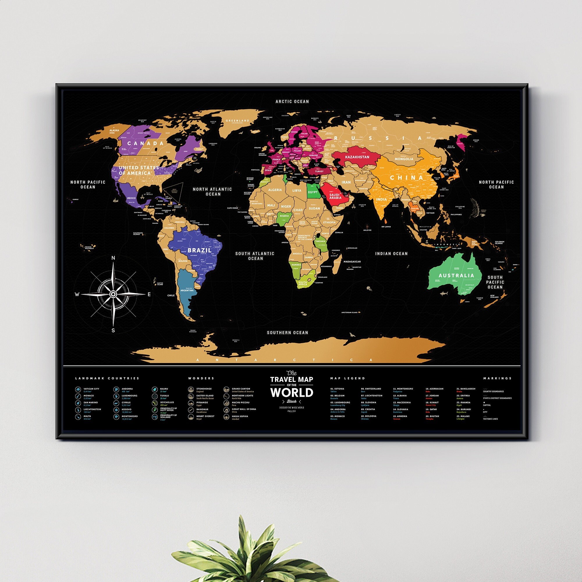 Black Scratchable World Travel Map Printed on Flexible - Etsy