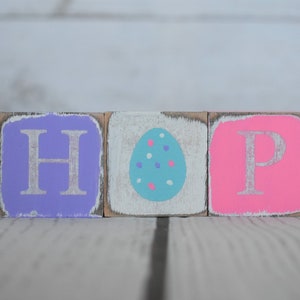 Set/3 Easter Hop Wood Block Sitter, Tiered Tray, Easter Gift, Easter ...