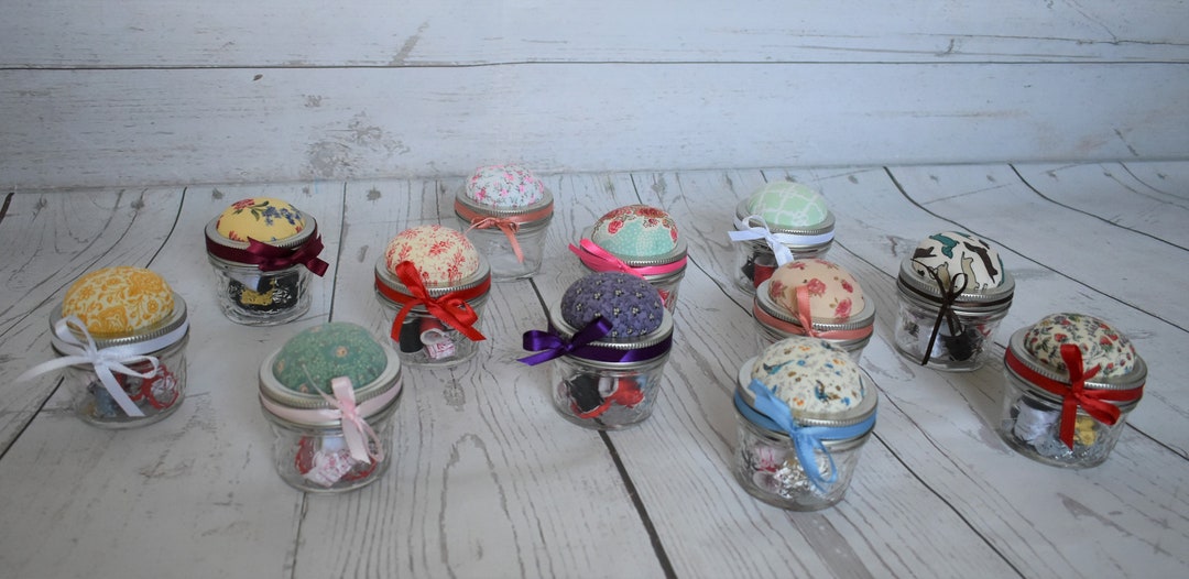 Giftable Sewing Jar Set - Pin Cushion Jar - Mason Jar Sewing Kit ...