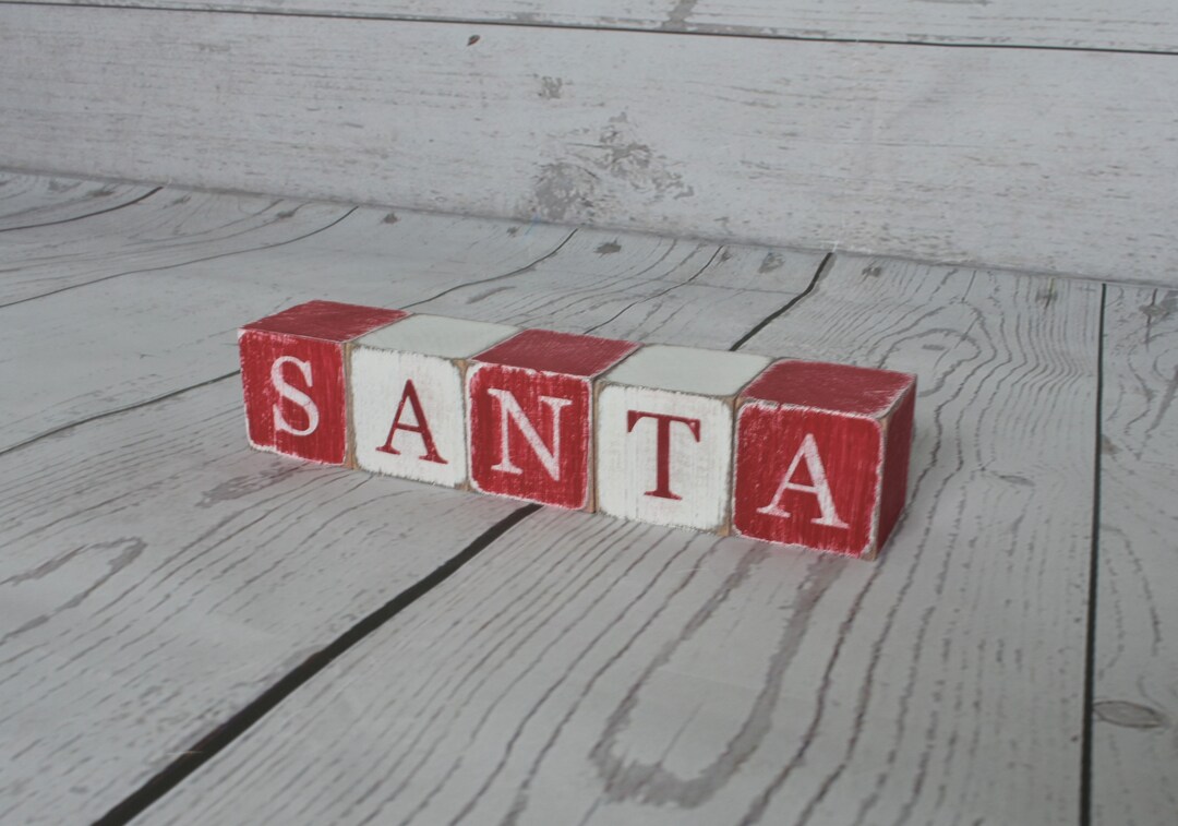 Set/5 Santa Christmas 1.5" Square Block Sitter - Tiered Tray - Home ...