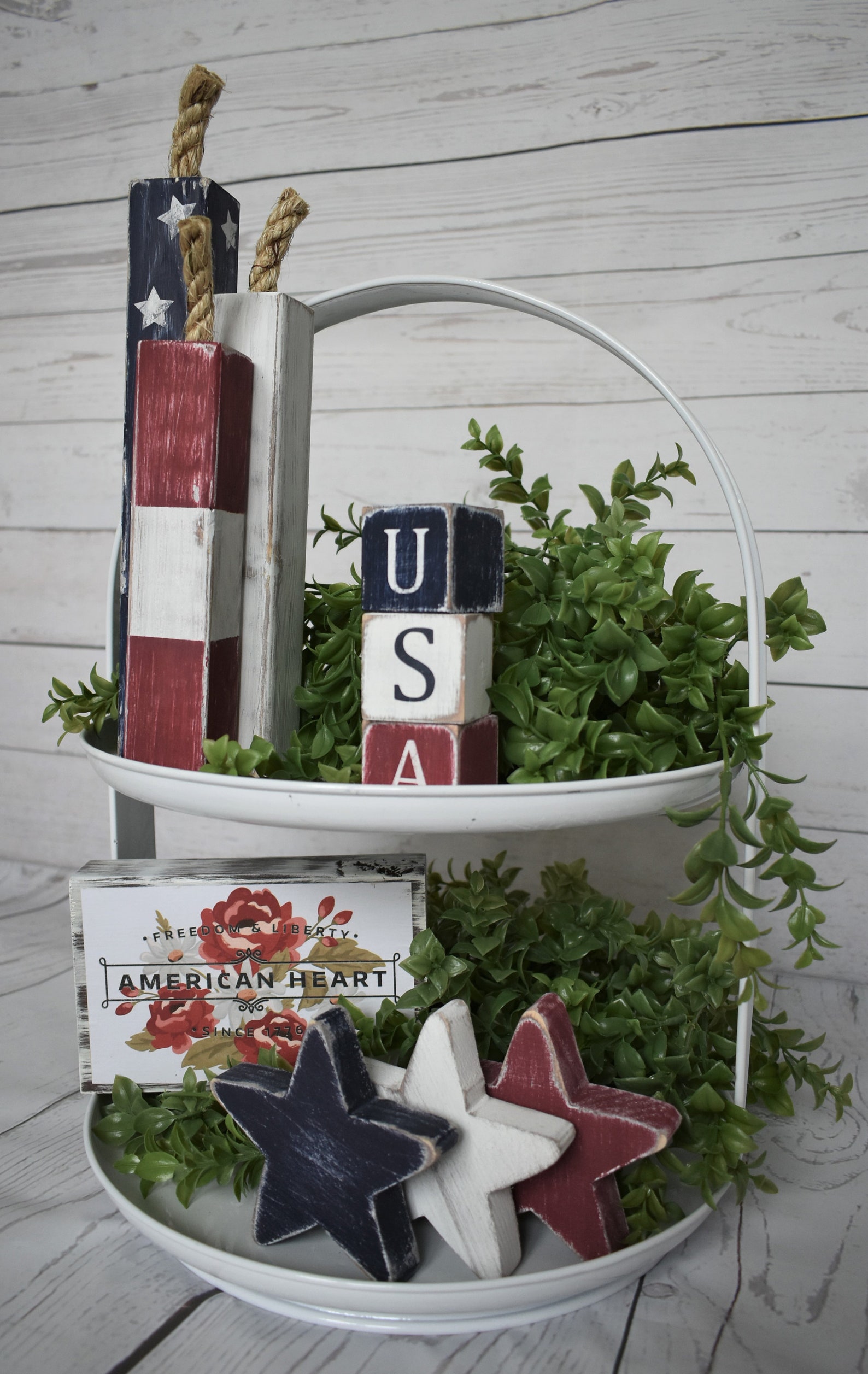 Set/3 Patriotic USA Wood Firecrackers Fireworks Home Decor | Etsy