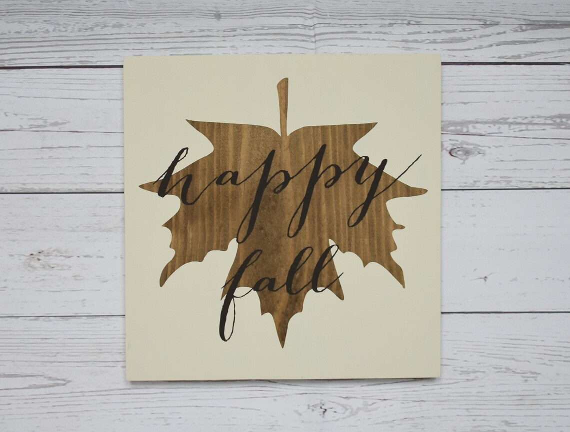 Happy Fall Sign Wood Fall Sign Wooden Sign Fall Maple Leaf | Etsy