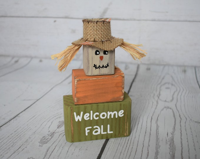 Fall Scarecrow Shelf Sitter, Fall Scarecrow, Wood Scarecrow, Stacked ...