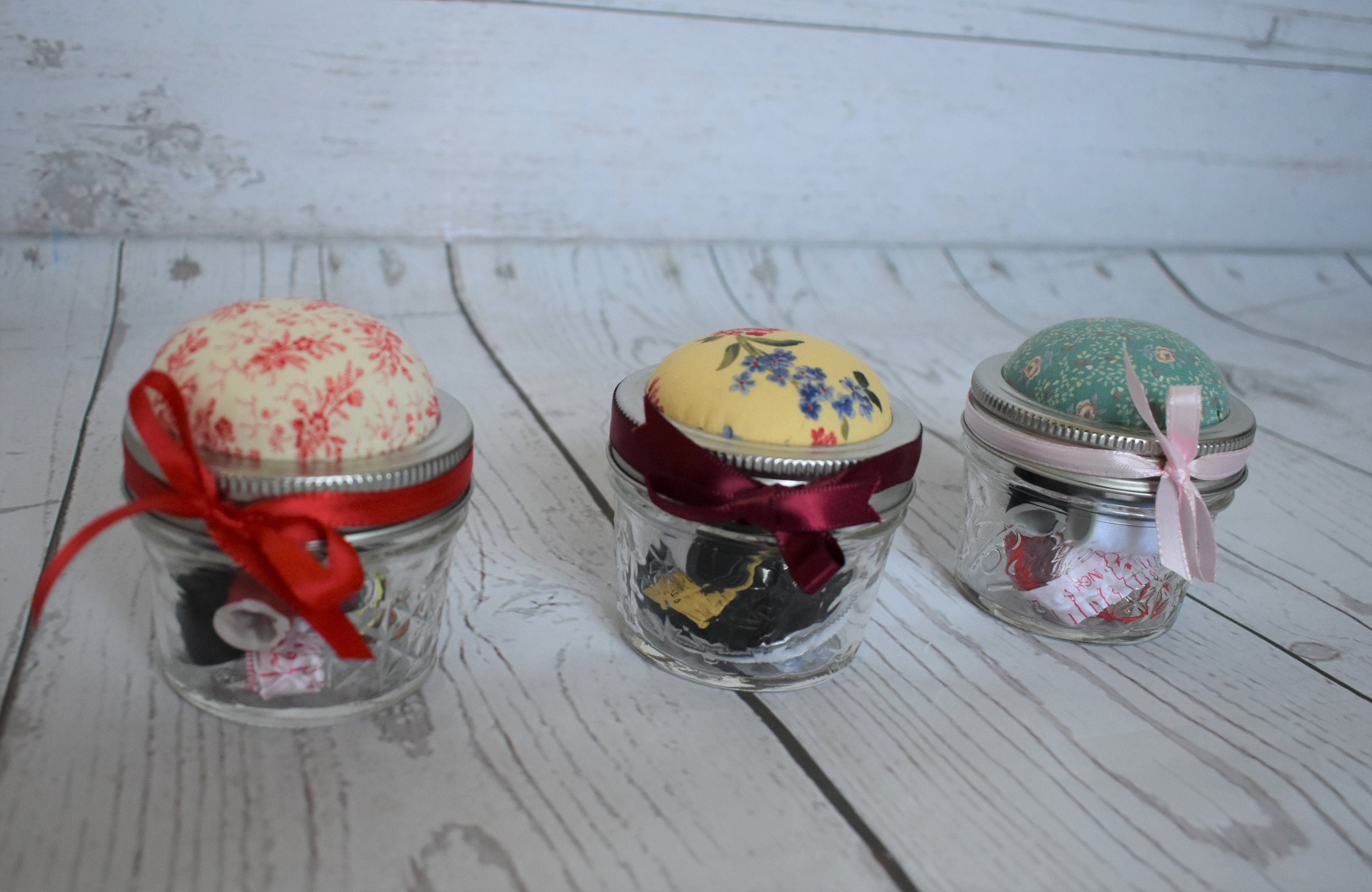 Giftable Sewing Jar Set - Pin Cushion Jar - Mason Jar Sewing Kit ...