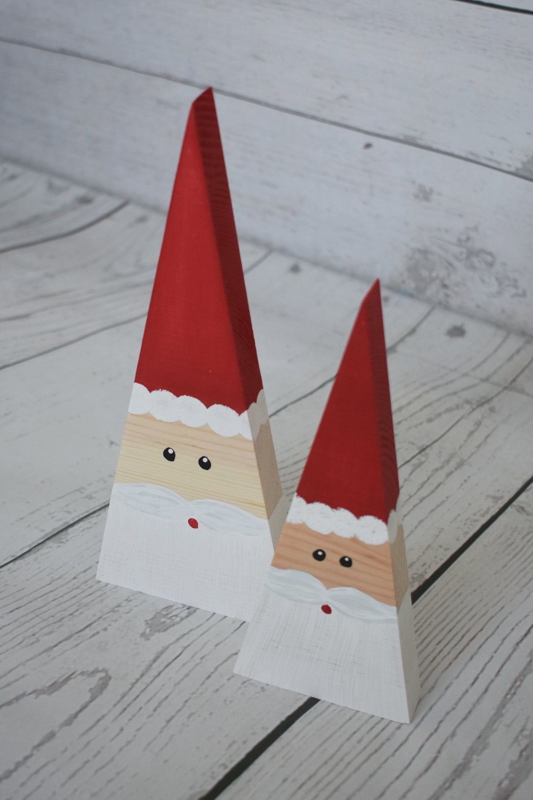 Set/2 Wood Santa Trees Holiday Decor Tiered Tray Decor Christmas Decor ...