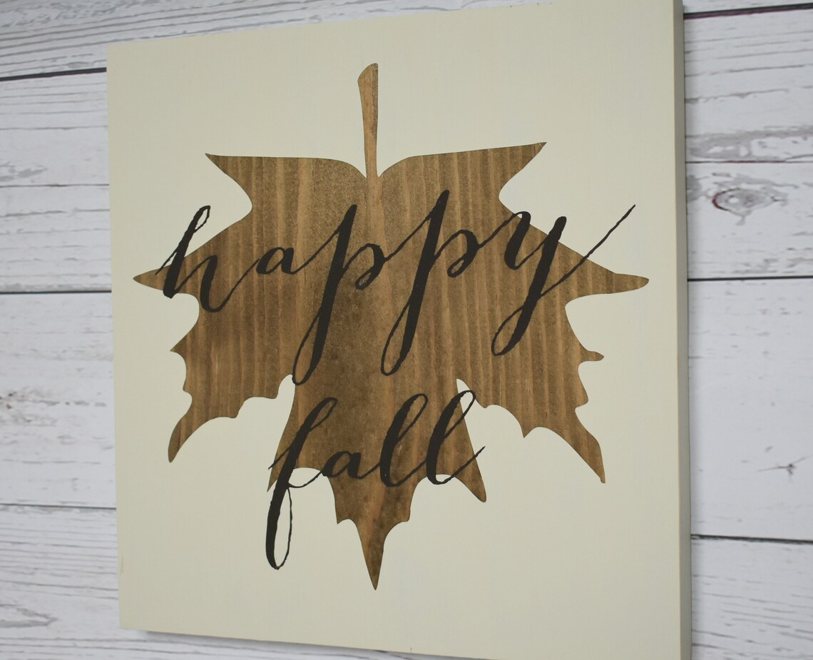 Happy Fall Sign Wood Fall Sign Wooden Sign Fall Maple Leaf - Etsy