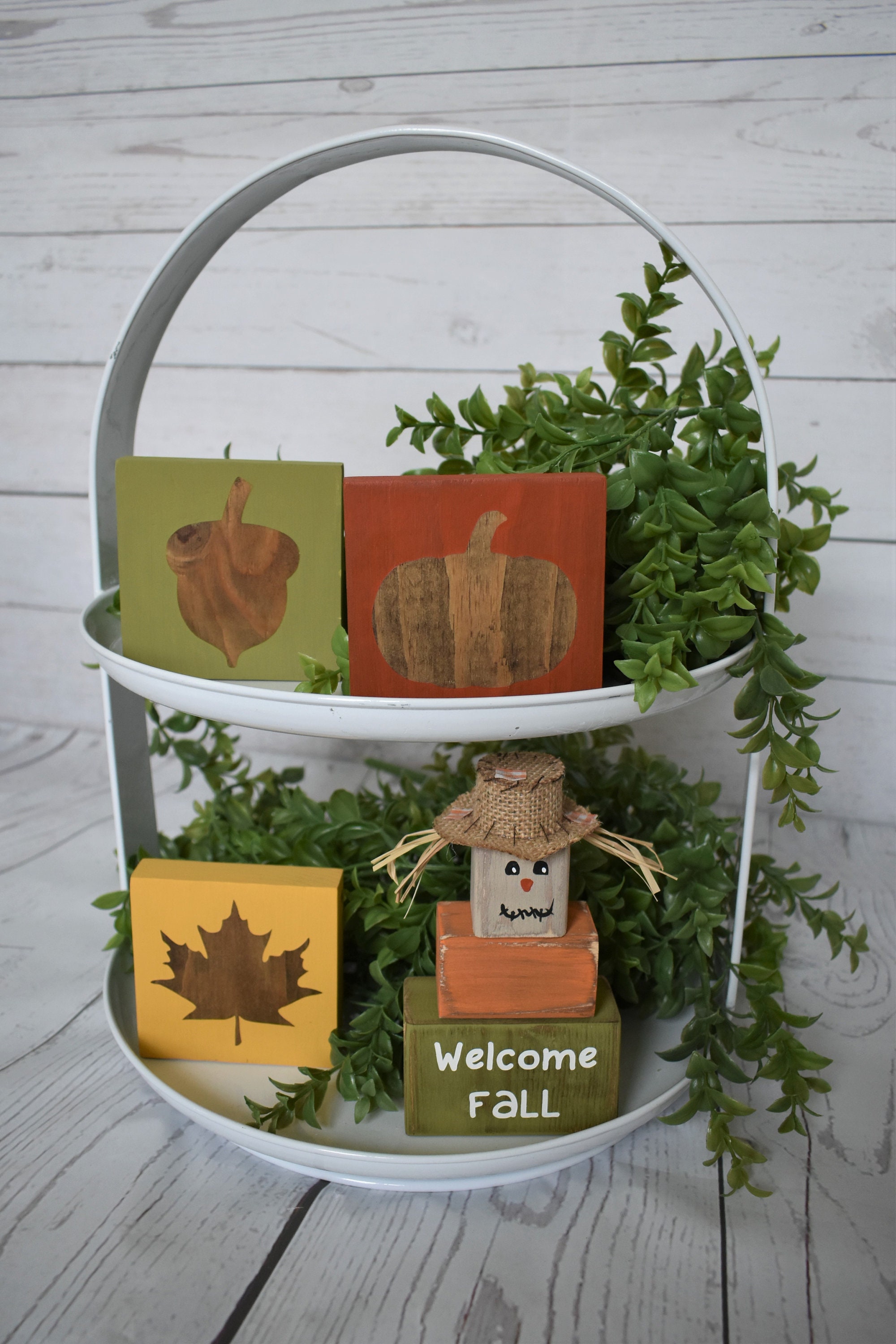 Set/3 Fall Shelf Sitter, Fall Pumpkin, Maple Leaf, Wood Acorn, Wood ...