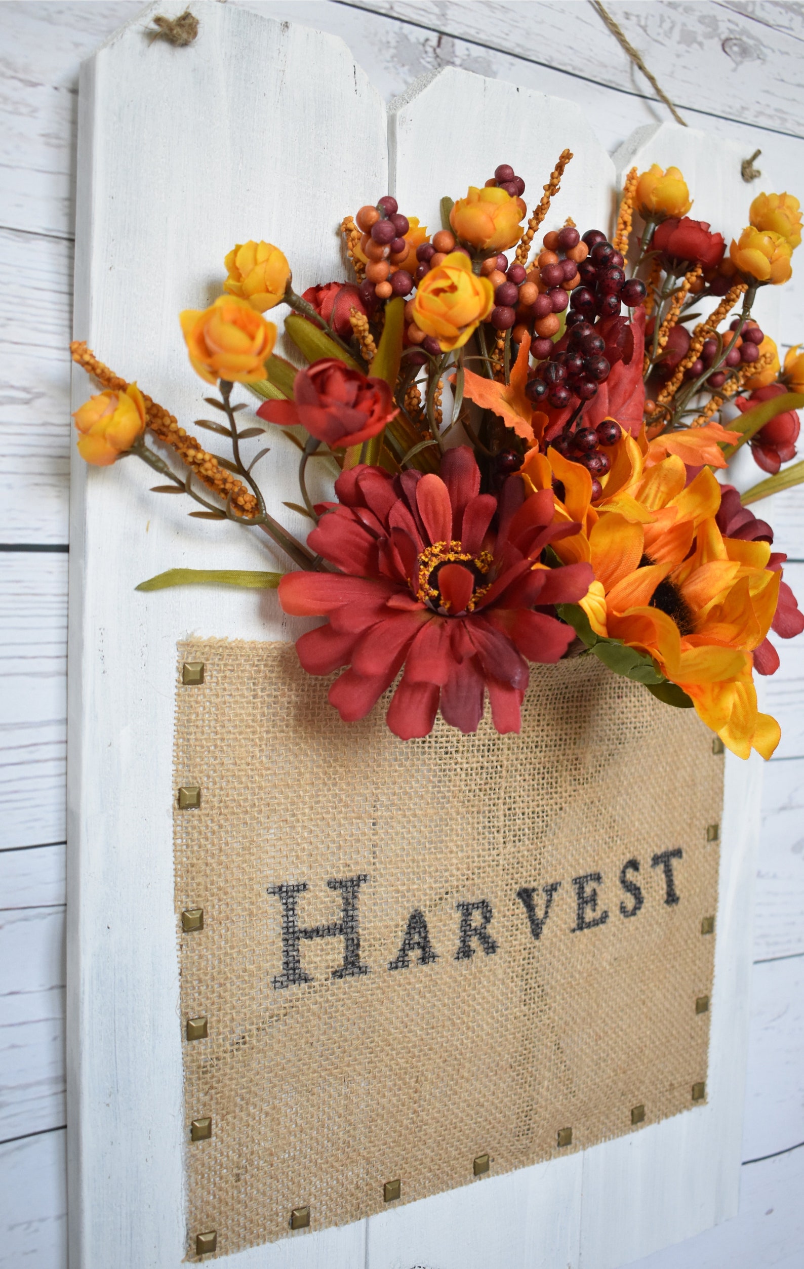 Fall Burlap Pocket Floral Sign Fall Decor Fall Floral - Etsy