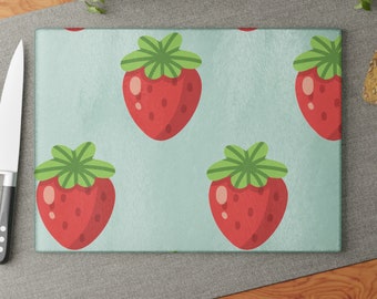 Strawberry Glass Cutting Board Dishwasher Safe Made in USA Strawberries ...