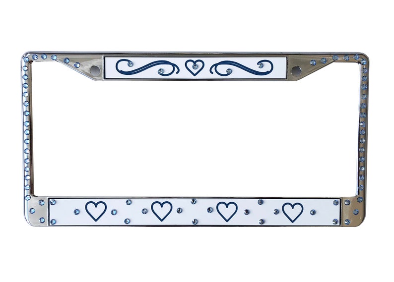 Hearts Design Engraved License Plate Frame With Splash of Crystals - Etsy