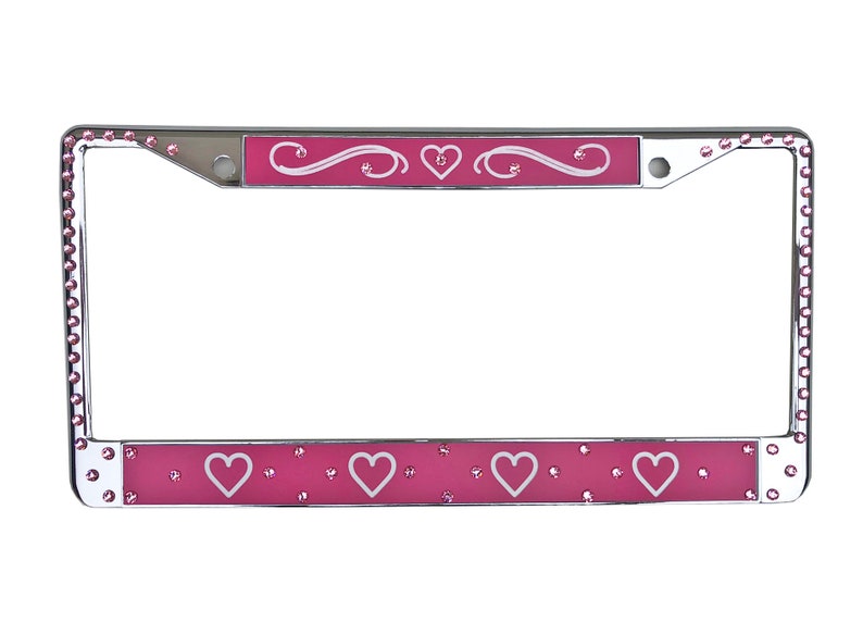 Hearts Design Engraved License Plate Frame With Splash of Crystals - Etsy