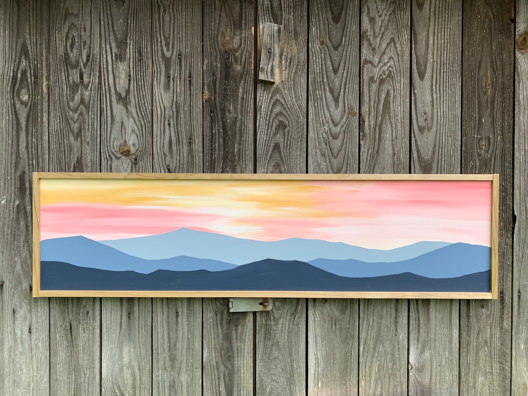Large 4 Ft SUNSET Blue Ridge Mountain Wall Art |living Decor | Office ...