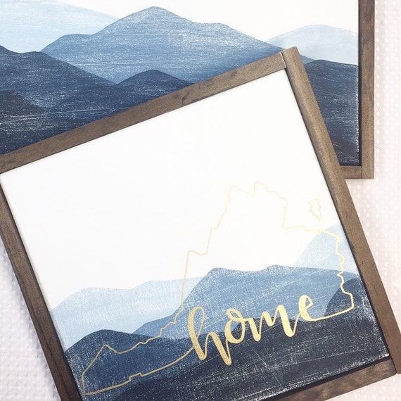 Home Blue ridge mountains wood sign home decor blue | Etsy