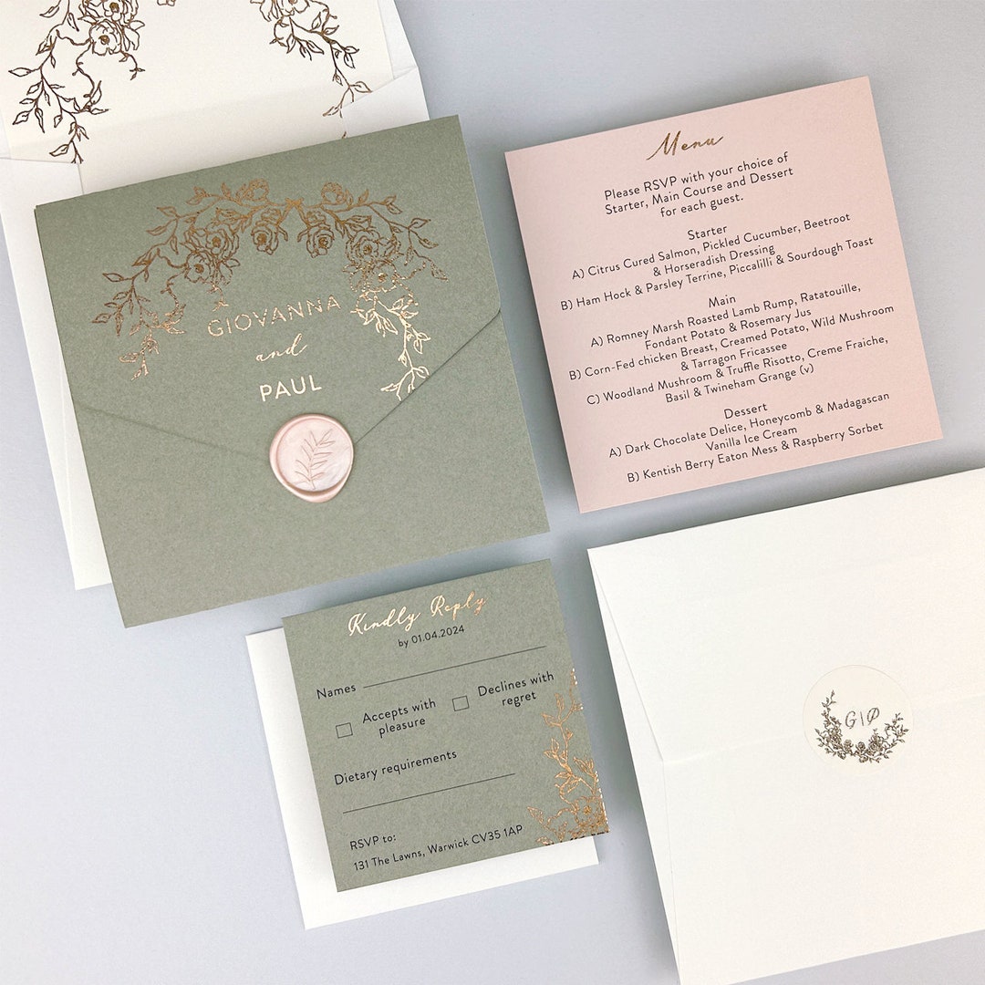 SAMPLE ONLY *giovanna Foiled Wrap Wedding Invitation - Etsy UK