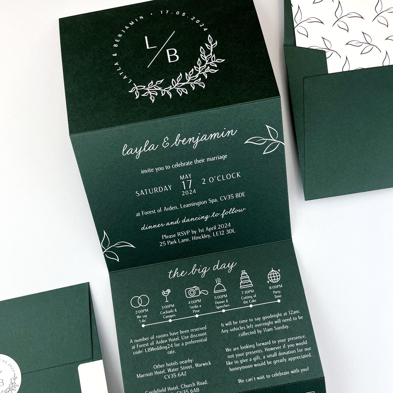 SAMPLE ONLY * Layla Trifold Wedding Invitation With Detachable RSVP ...