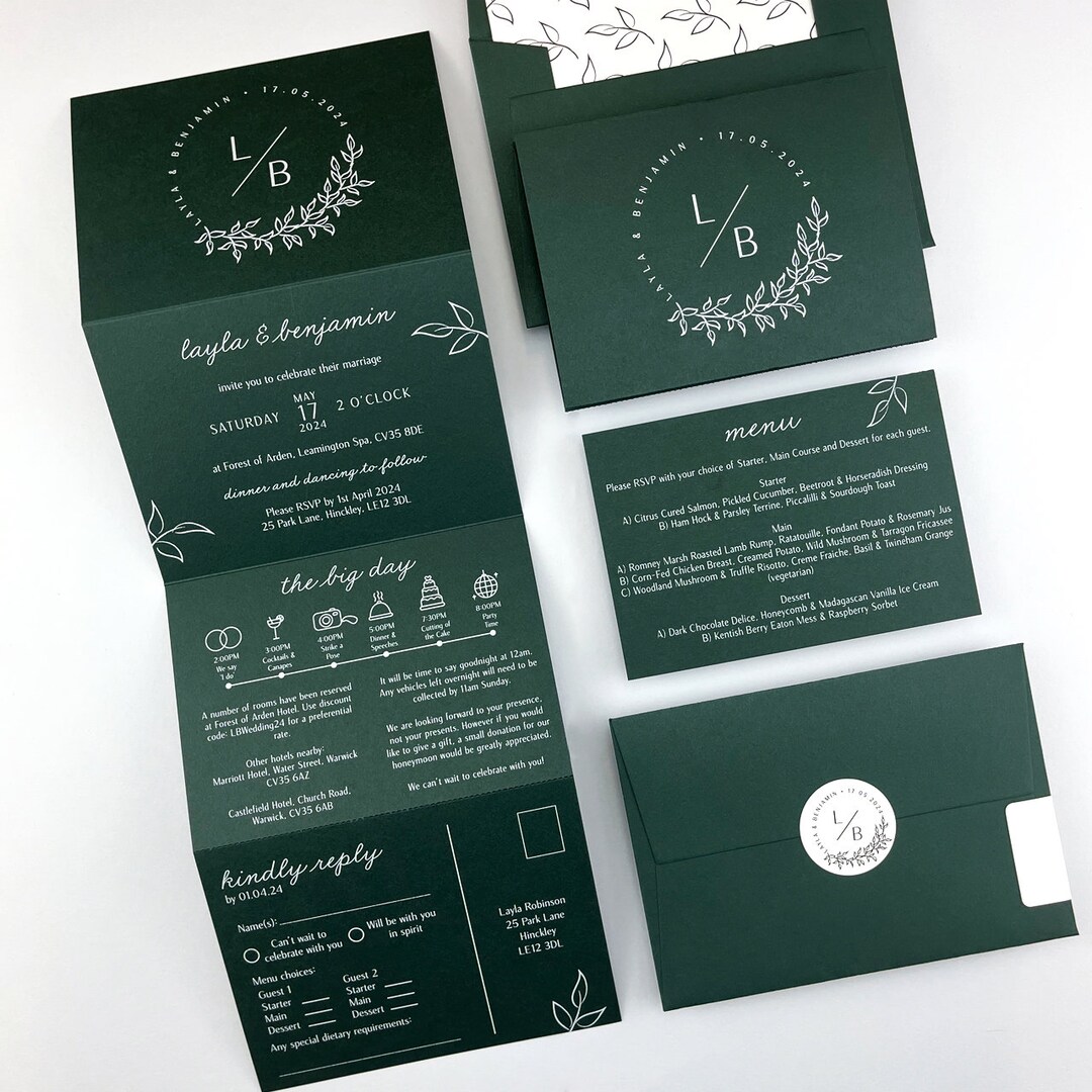 SAMPLE ONLY * Layla Trifold Wedding Invitation With Detachable RSVP ...