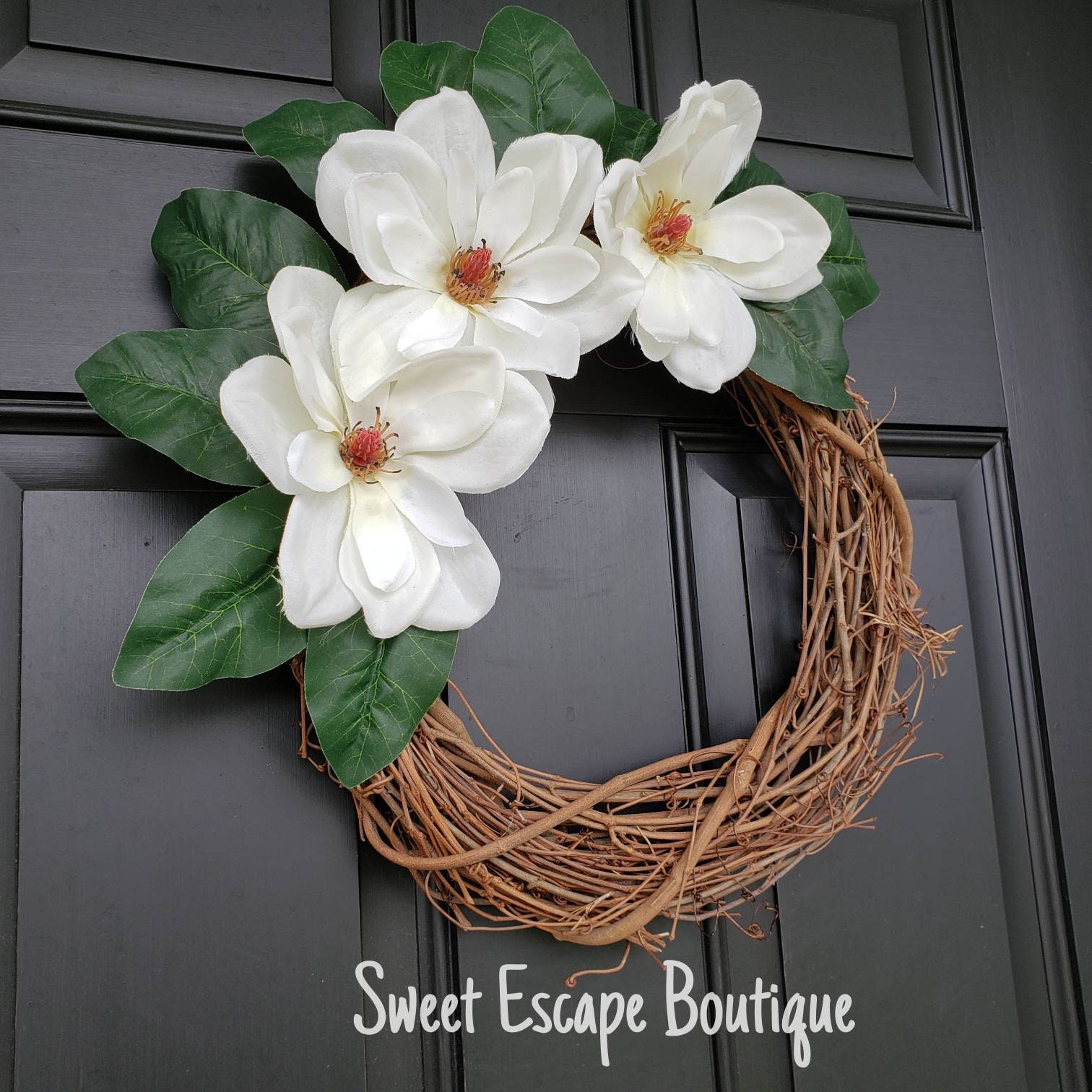 Magnolia Flower Wreath | Spring Wreath | Farmhouse Style Wreath ...