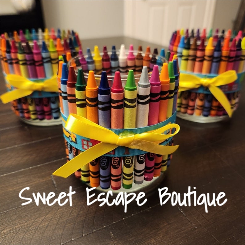 Crayon Jar Teacher Gift | Desk Organizer & Pen Holder - Etsy
