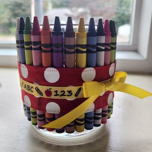 Crayon Jar Teacher Gift | Desk Organizer & Pen Holder - Etsy