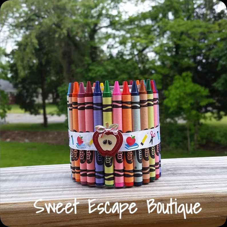 Crayon Jar Teacher Gift | Desk Organizer & Pen Holder - Etsy