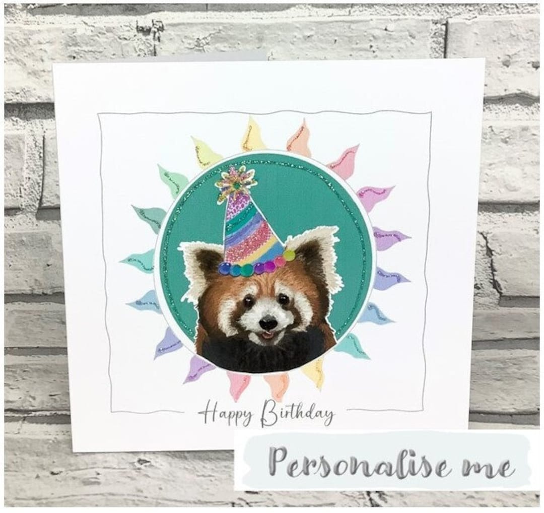 RED PANDA Birthday Card Red Panda Card Personalised Card Age Card Mum ...