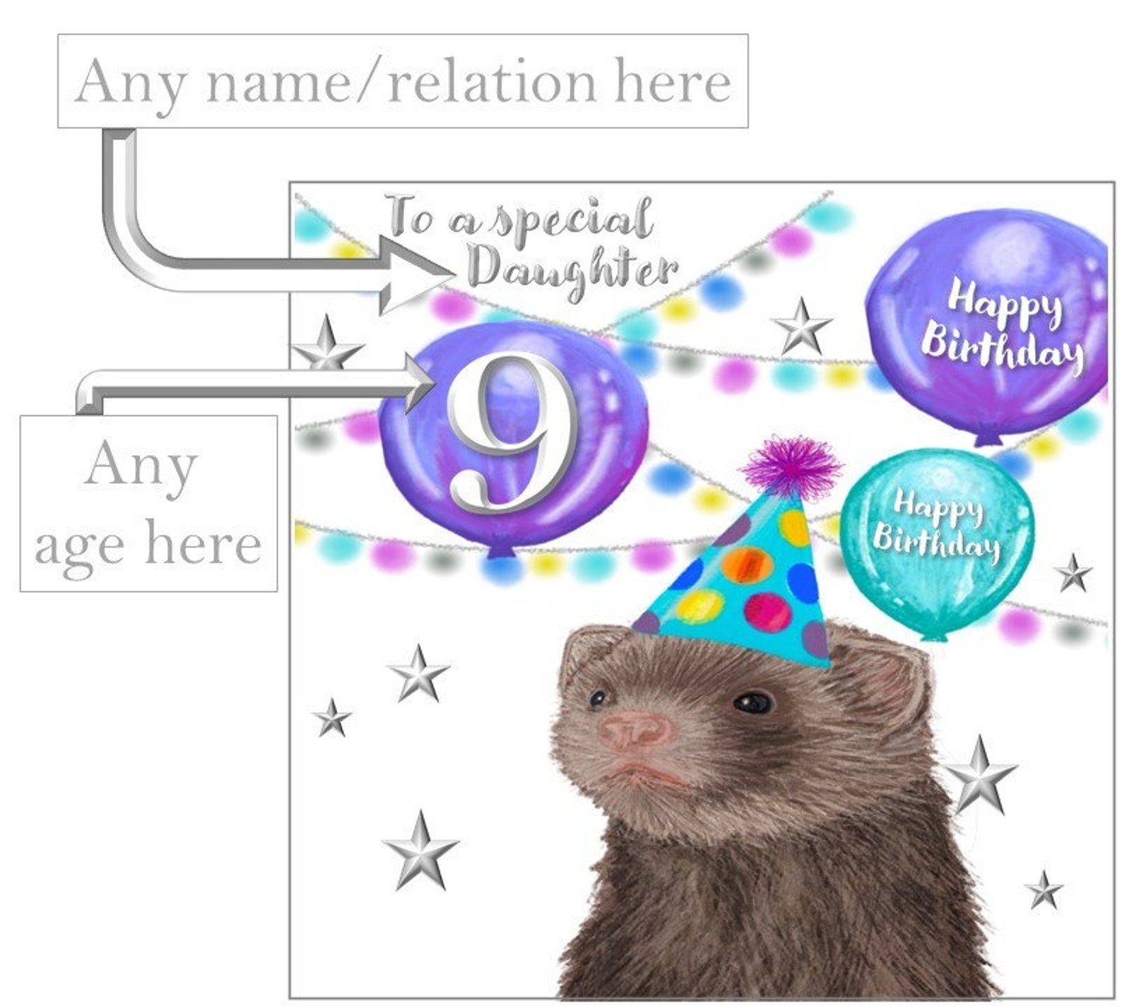 FERRET Birthday Card Personalised Card - Etsy UK