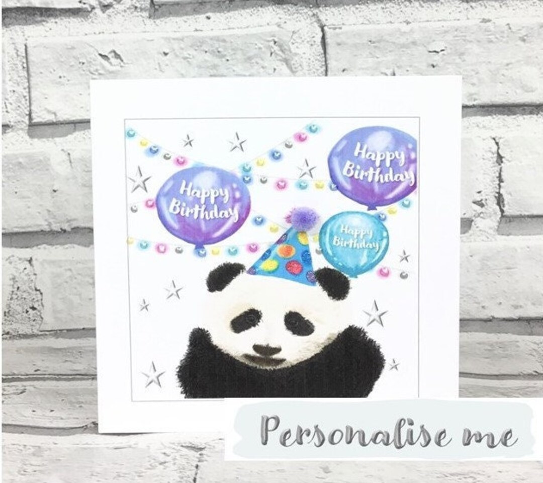 PANDA Birthday Card Panda Card Personalised Card Age Card Mum Sister ...