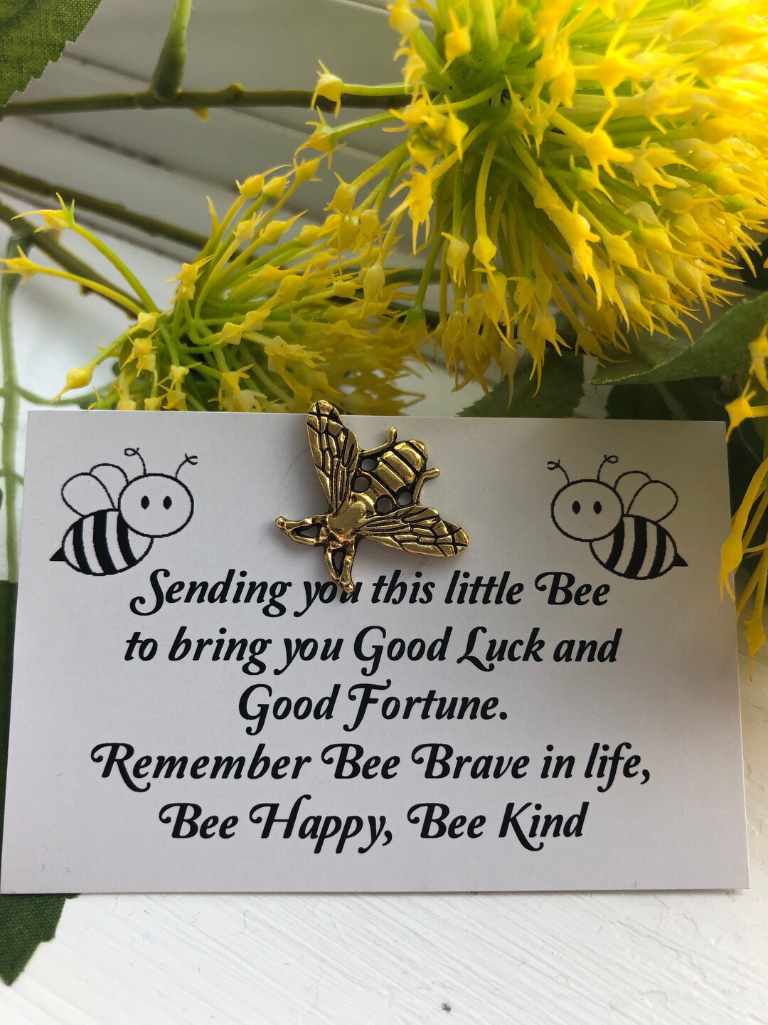 Good Luck Cute Bee Lapel Badge Pin With Good Luck Card - Bronze or ...