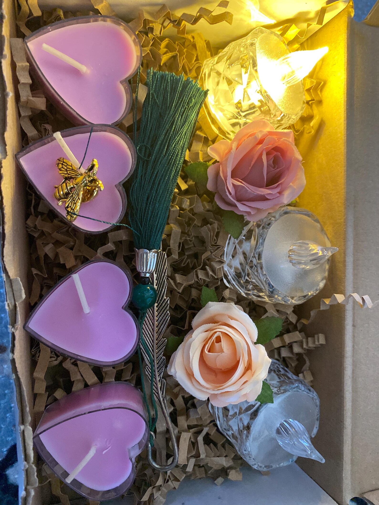 Someone You Love Gift Hamper Box, Candles, Book Mark, Bee Brooch ...